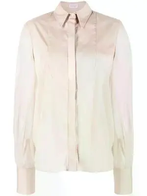 Brunello Cucinelli Semi-sheer Long-sleeve Blouse