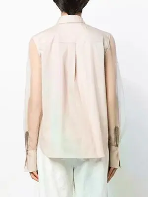 Brunello Cucinelli Semi-sheer Long-sleeve Blouse