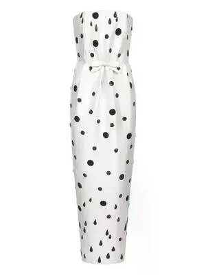 Bernadette Jones Polka-dot Patterned Bow-detailed Maxi Dress