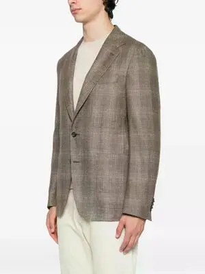 Canali Checked Wool Blazer - Brown