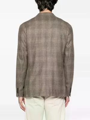 Canali Checked Wool Blazer - Brown