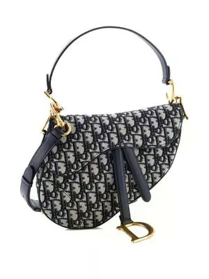 Dior Saddle Handbag With Strap Oblique Canvas Medium Shoulder Bag - Blue