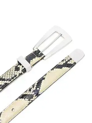 Khaite Lucca Snakeskin-print Buckle Belt - Neutrals