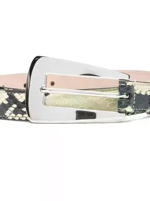 Khaite Lucca Snakeskin-print Buckle Belt - Neutrals