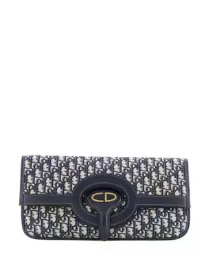 Dior Fold Over Oblique Canvas Clutch Bag