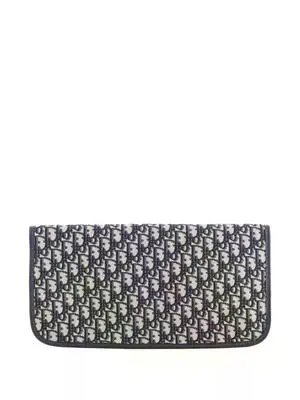 Dior Fold Over Oblique Canvas Clutch Bag