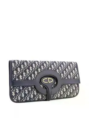 Dior Fold Over Oblique Canvas Clutch Bag