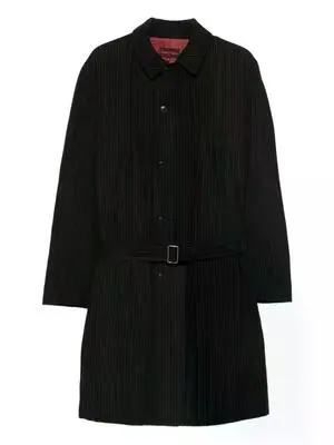 ROMEO GIGLI 1990s Striped Belted Coat