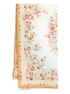 Zimmermann Floral-print Fringed Pareo - Neutrals
