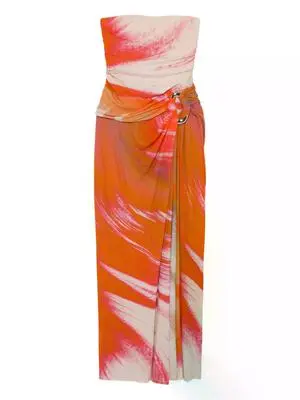 Simkhai Marble-print Strapless Top - Orange