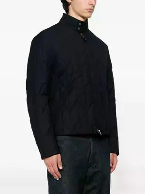 Canali Diamond-pattern Padded Jacket - Blue