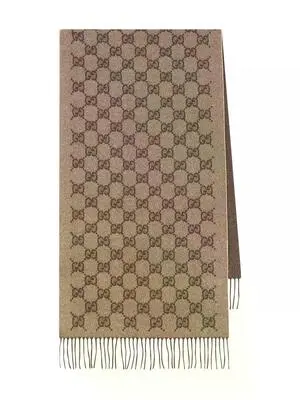 Gucci Monogram Fringed-trim Scarf - Neutrals