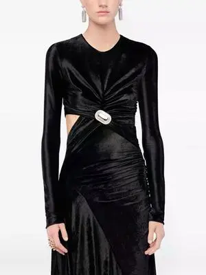 Rabanne Draped Velvet Maxi Dress