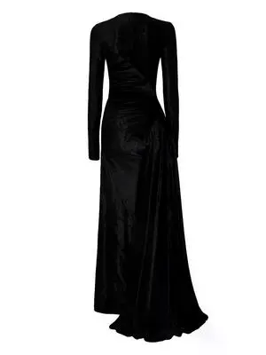 Rabanne Draped Velvet Maxi Dress