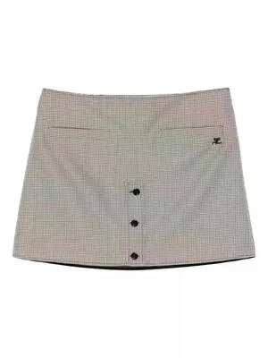 COURREGES Plaid Button Skirt - Neutrals