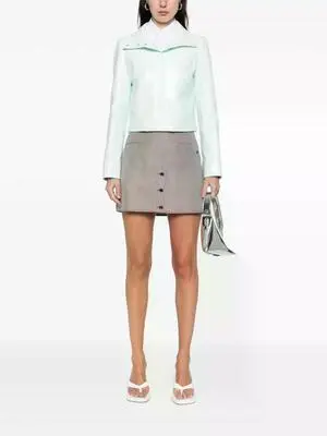 COURREGES Plaid Button Skirt - Neutrals