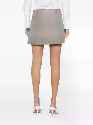 COURREGES Plaid Button Skirt - Neutrals