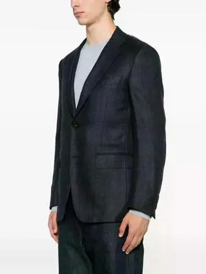 Canali Checked Two-button Blazer - Blue
