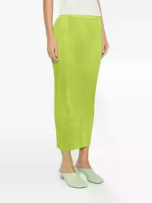 Issey Miyake Pleated Mid Skirt - Green