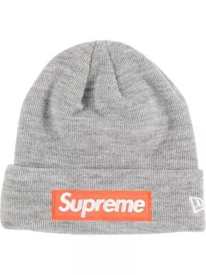 Supreme New Era Box Logo Beanie - Grey