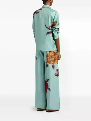 La DoubleJ Floral Palazzo Trousers - Blue