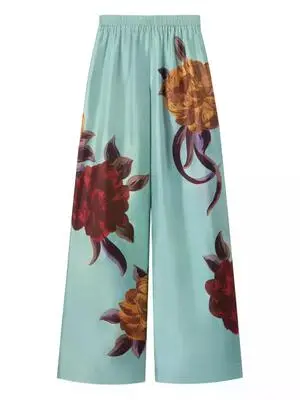 La DoubleJ Floral Palazzo Trousers - Blue