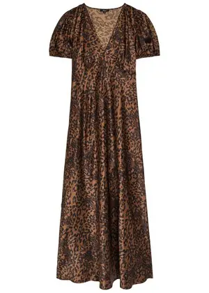 Rails Junia Leopard-print Satin Midi Dress - Multicoloured