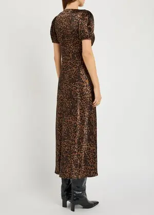 Rails Junia Leopard-print Satin Midi Dress - Multicoloured