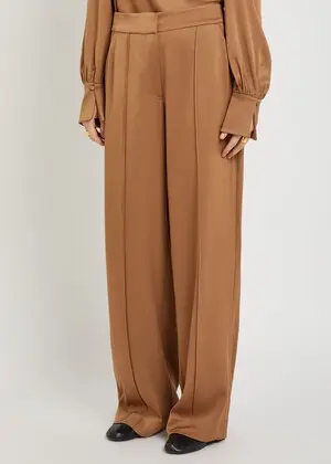 Simkhai Kyra Pintuck Wide-leg Trousers - Brown