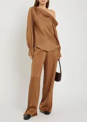 Simkhai Kyra Pintuck Wide-leg Trousers - Brown