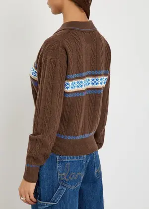 Guest In Residence Cable Collegiate Wool And Cashmere-blend Polo Shirt - Brown