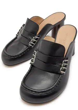 JW Anderson 70 Leather Loafer Mules - Black