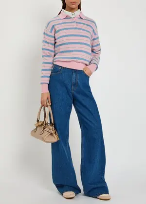 Guest In Residence Collegiate Striped Cashmere Polo Shirt - Pink
