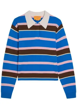GUEST IN RESIDENCE Cropped Stripe Rugby Cashmere Polo Shirt