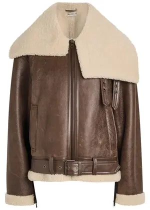 JW Anderson Shearling And Leather Jacket - Brown