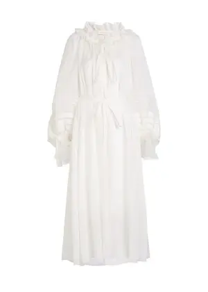 Zimmermann Rebellion Ramie Billow Midi Dress - Ivory