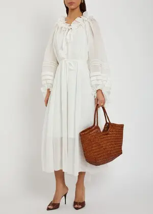 Zimmermann Rebellion Ramie Billow Midi Dress - Ivory