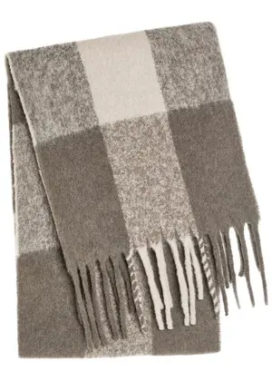 Eileen Fisher Boucle Cloud Checked Alpaca-blend Scarf - Brown