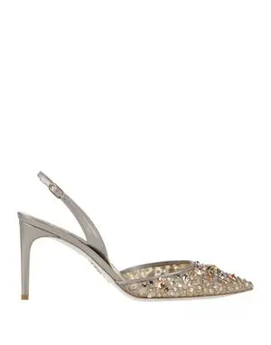 Rene Caovilla Pumps In Textile Fibers And Leather - Grey