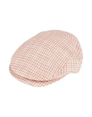 Borsalino Flat Cap In Linen And Cotton With Houndstooth Pattern - Red