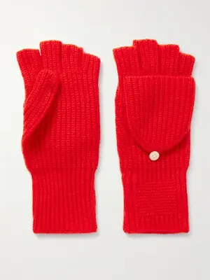 Guest In Residence Ribbed Cashmere Mittens - Red