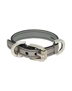 Givenchy Leather Bracelet With Logo Detail - Silver