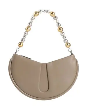 THEMOIRE Textile Fiber Hobo Bag With Beaded Handle - Grey