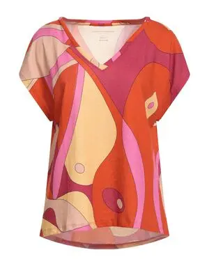 Majestic Filatures Printed Cotton Linen V-neck T-shirt