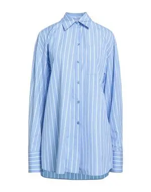 Sportmax Light Cotton Striped Long Shirt - Light Blue