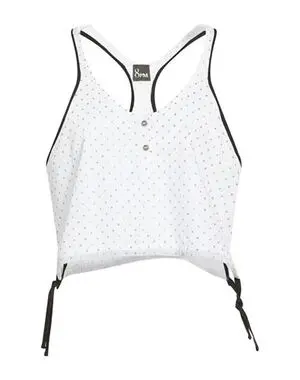 8PM Polka-dot Glittered Crop Top - White