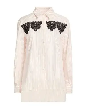 Moschino Striped Poplin Shirt With Lace Trims - Pink