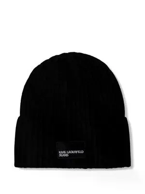 Karl Lagerfeld Ribbed Logo-patch Beanie Hat Set