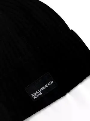 Karl Lagerfeld Ribbed Logo-patch Beanie Hat Set