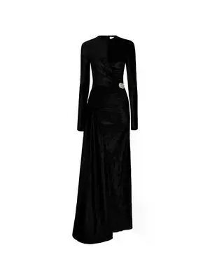 Rabanne Draped Velvet Maxi Dress - Black